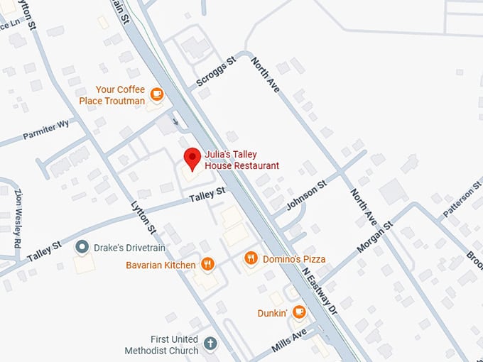 16. julia's talley house restaurant map