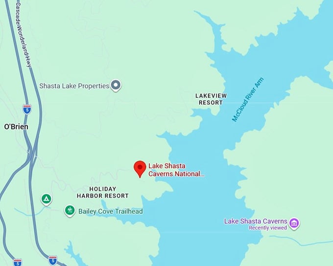 16. lake shasta caverns national natural landmark map