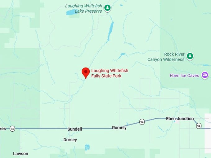 16. laughing whitefish falls state park map
