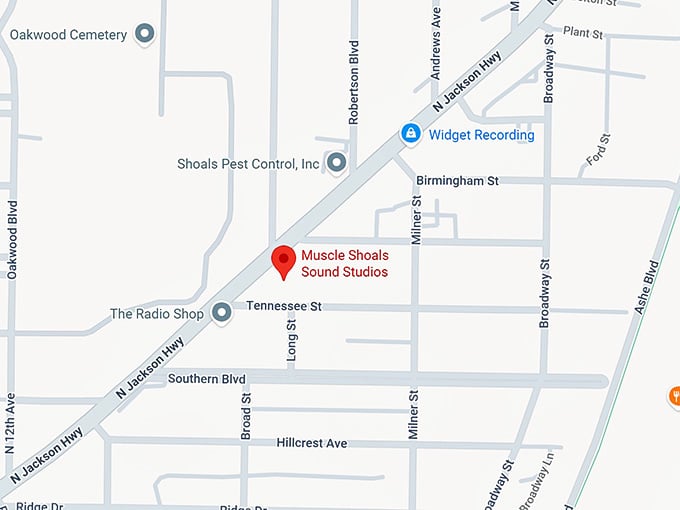 16. muscle shoals sound studios map