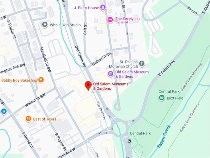 16. old salem museums & gardens map