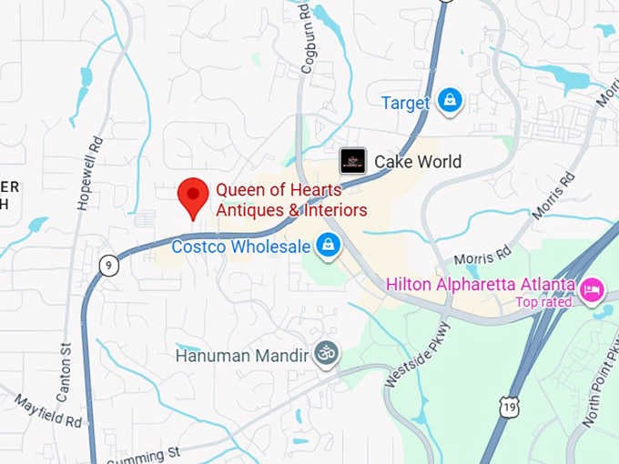 16. queen of hearts antiques & interiors map