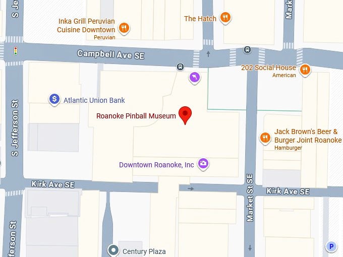 16. roanoke pinball museum map
