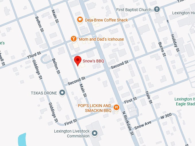 16. snow's bbq map