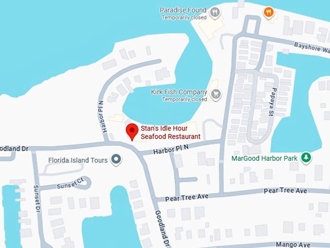 16. stan's idle hour seafood restaurant's map