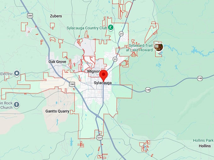 16. sylacauga, al map