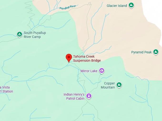 16. tahoma creek suspension bridge map
