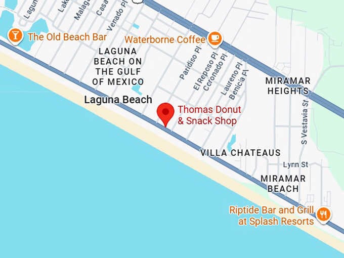 16. thomas donut & snack shop map