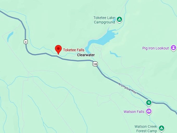 16. toketee falls map