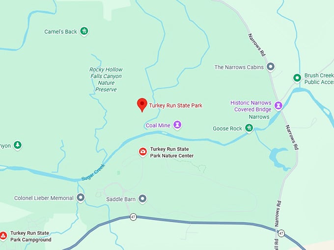 16. turkey run state park map
