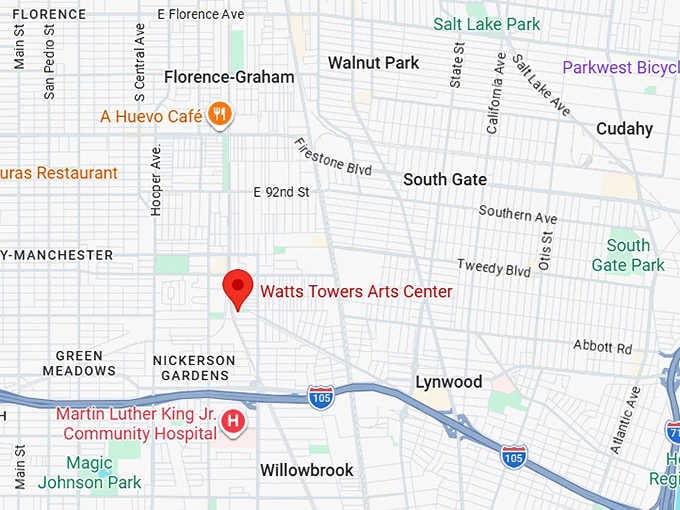16. watts towers arts center map