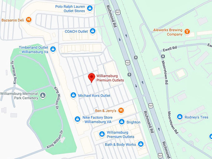 16. williamsburg premium outlets map