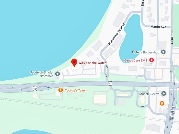 16. willy's on the water map