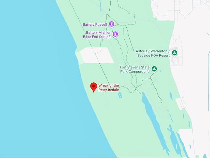 16. wreck of the peter iredale map