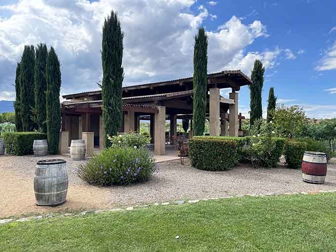 Cypress trees, wine barrels, and a breezy pavilion &mdash; Alcantara makes Arizona feel deliciously Italian.