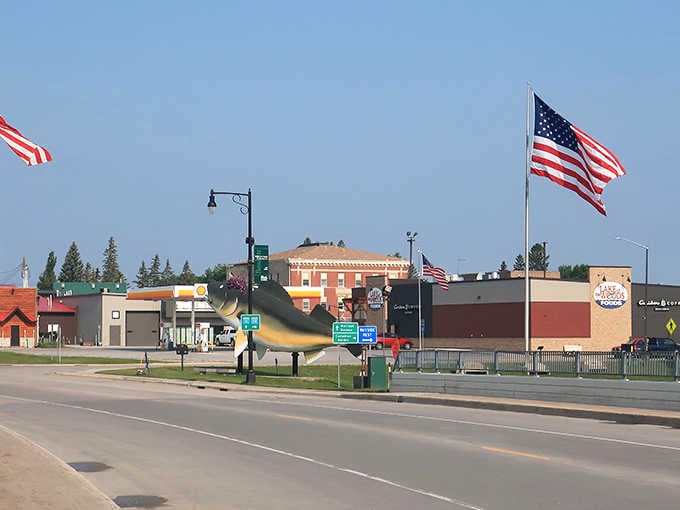 That giant walleye statue means business, proudly declaring Baudette the fishing capital of the universe.