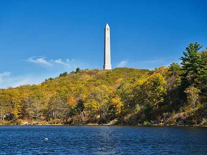 That obelisk rising above a hillside of autumn fire proves New Jersey's highest point earns every bit of its reputation.