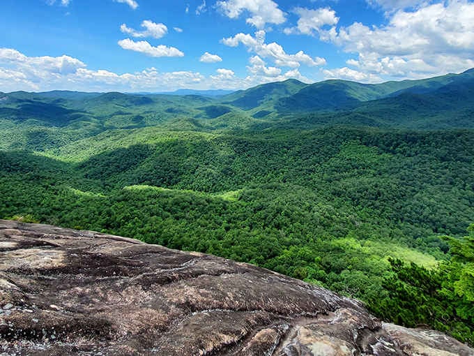 That granite summit isn't showing off, it's just naturally this gorgeous under a brilliant blue sky.