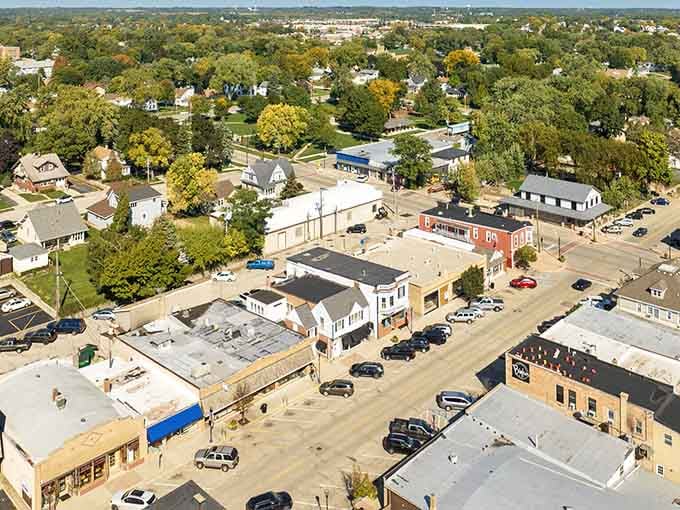 From up here, McHenry looks like a friendly quilt of neighborhoods, tree canopies, and small-town streets stitched together perfectly.