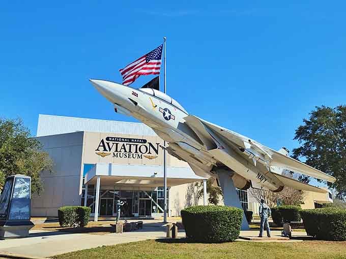 That F-14 Tomcat out front isn't subtle, and honestly, neither is the greatness waiting inside.