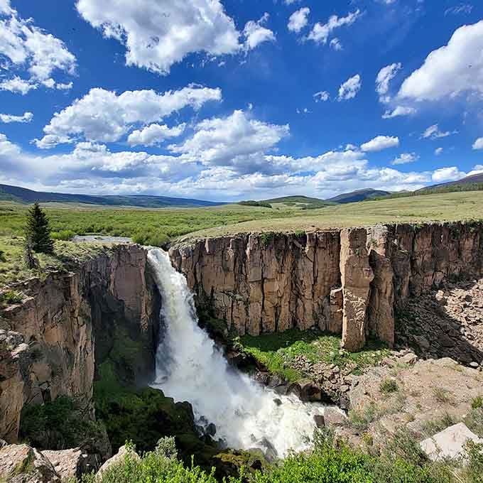 Nature just showed off &mdash; a thundering 100-foot drop into a wide-open Colorado canyon under a perfect blue sky.