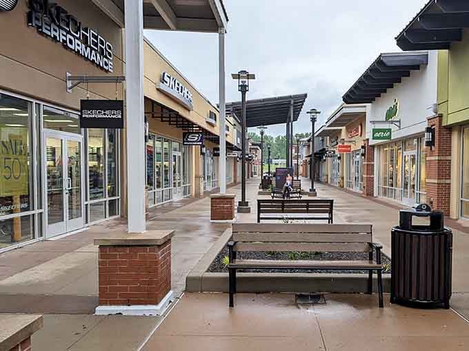 Wide walkways and covered corridors make this shopping paradise accessible rain or shine, comfort guaranteed.
