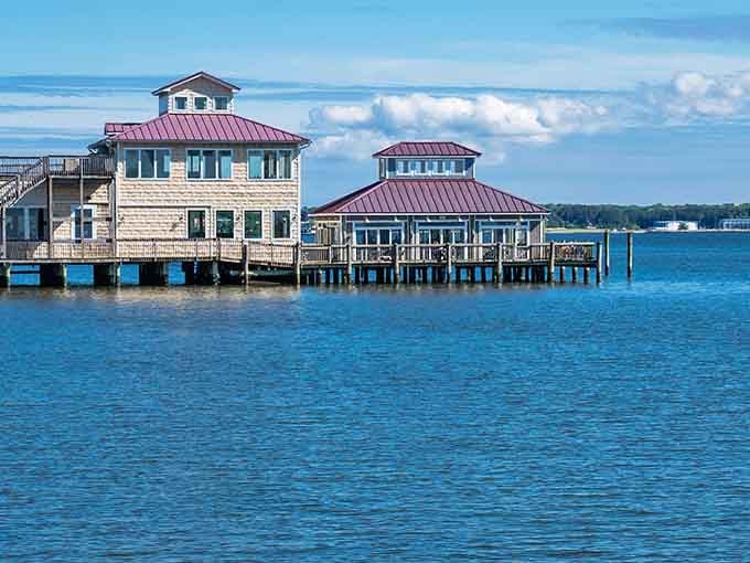 These cedar-shingled buildings perched over shimmering blue water make Solomons look like it was designed by someone who really loved their job.