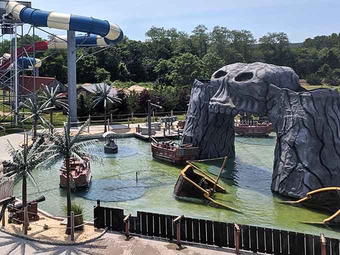Ahoy! This skull rock and sunken pirate ships make Calverton feel like a swashbuckling Caribbean adventure.