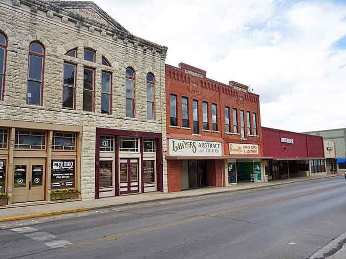 Historic limestone and brick facades line Washington Street, proof that Stephenville's downtown never needed a makeover.