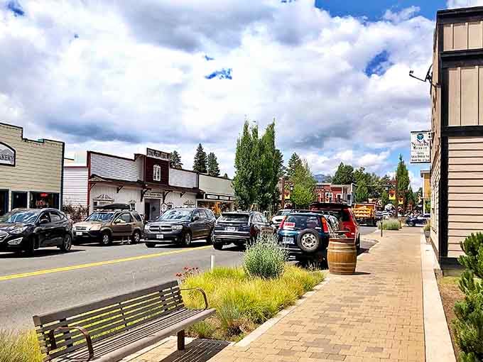 Cascade Avenue buzzes with life, where wooden barrels and park benches invite you to slow down and stay awhile.