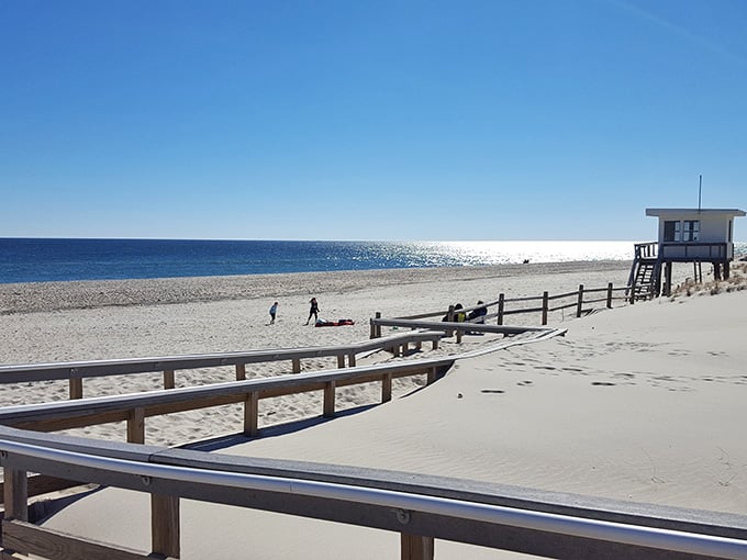 That pristine white sand stretches endlessly, proving New Jersey knows how to do beaches right when left alone.