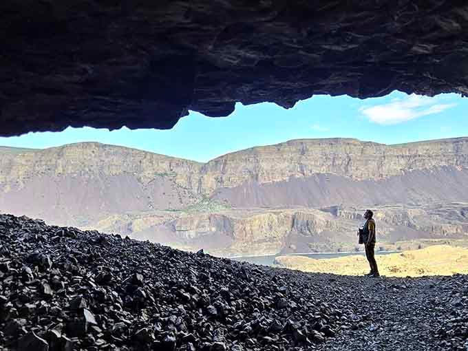 Standing inside looking out feels like framing a postcard with 10,000 years of geological history as your border.
