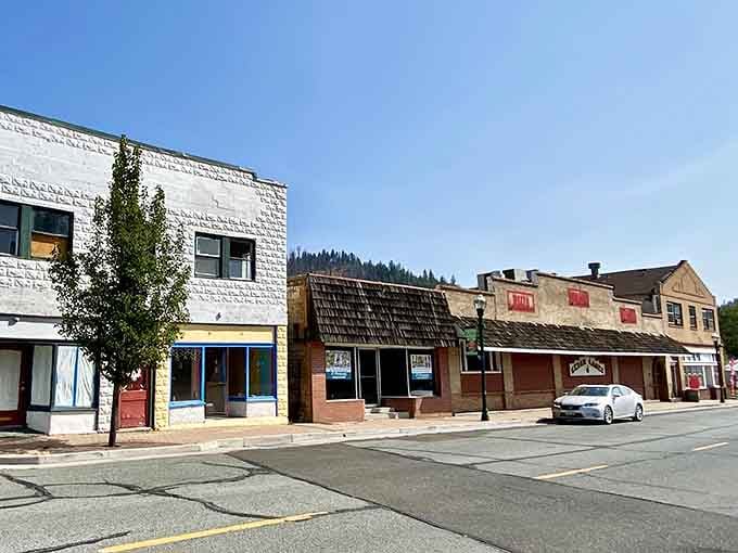 Quiet storefronts and pine-covered hills remind you that the good life costs less up here.