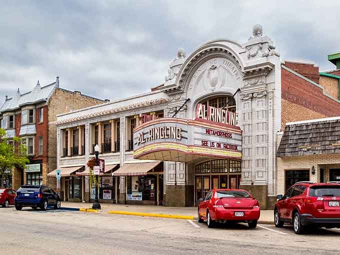 That ornate theater facade is fancier than a wedding cake and twice as photogenic, honestly.