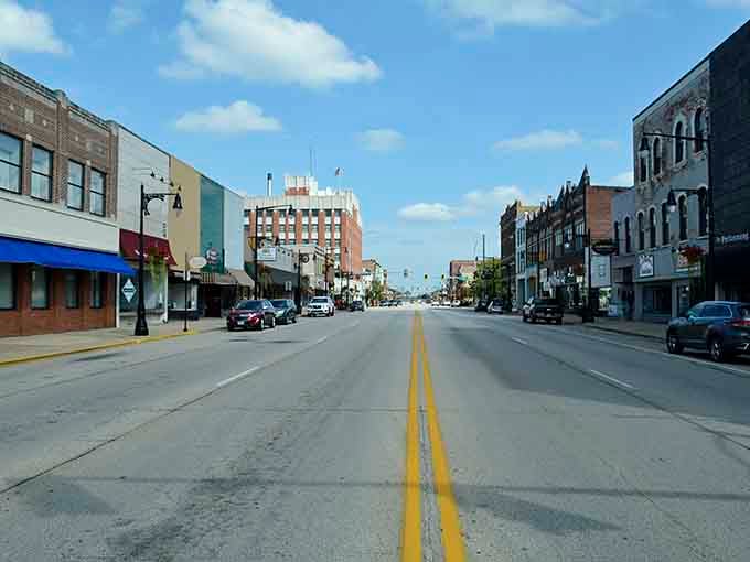 Wide-open streets under blue skies prove small-town living doesn't mean sacrificing space or breathing room for yourself.