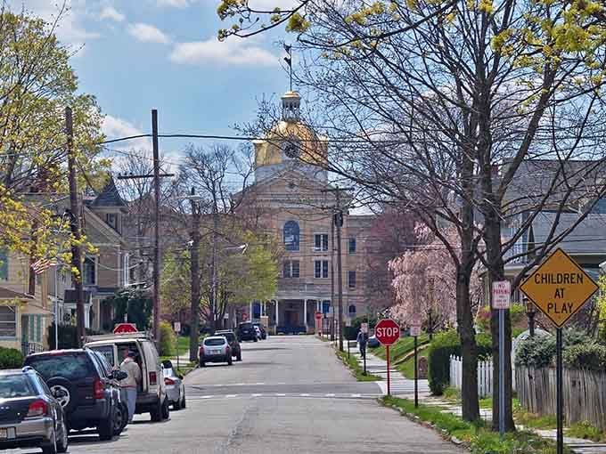 That golden dome peeking above the treetops says everything about Hackettstown's quiet, dignified character.