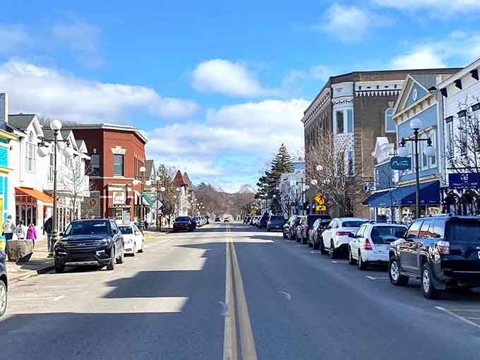 Harbor Springs' main street delivers small-town charm so crisp and bright it practically sparkles in the winter sun.