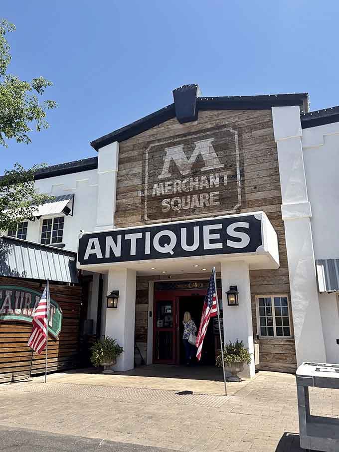 That rustic wooden facade and patriotic flags welcome you like an old friend with great taste in treasures.