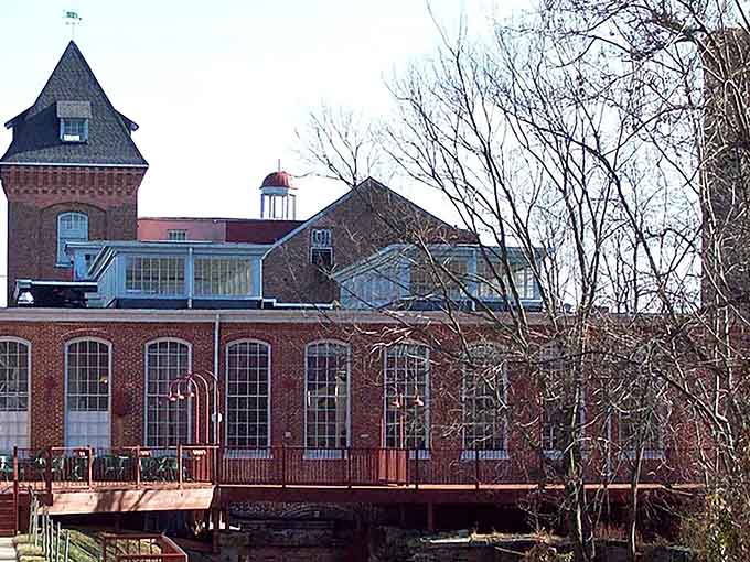 The old mill complex sits peacefully by the water, looking more charming than fierce any day.