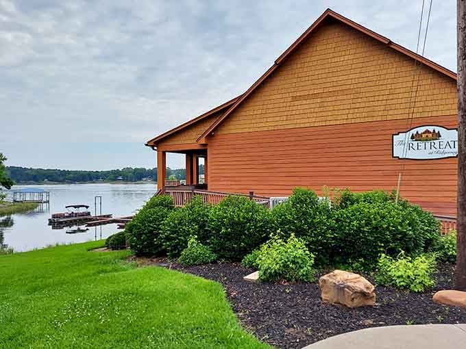 Tucked right on the shoreline, The Retreat's lodge-style charm makes every visit feel like a lakeside getaway.