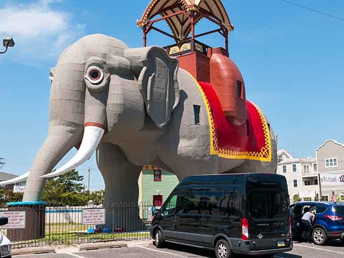 Six stories of pure architectural whimsy, because someone decided a giant elephant was exactly what the Jersey Shore needed.