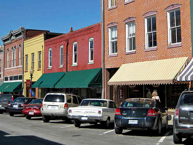 These colorful storefronts lined up like a box of crayons prove small town charm never goes out of style.