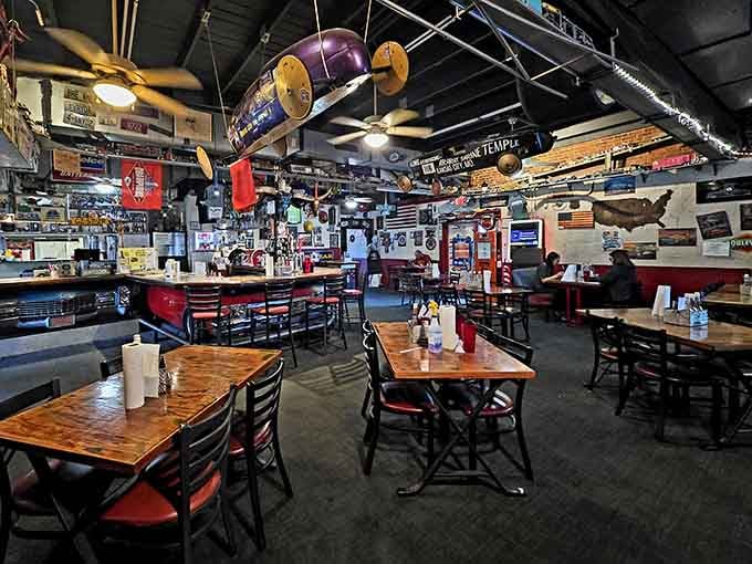 Where vintage Americana meets serious barbecue, and every hanging decoration has a story to tell.
