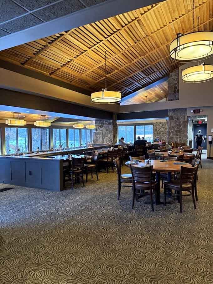 Those floor-to-ceiling windows aren't just architectural flourishes; they're your ticket to dining with a view that rivals any postcard.