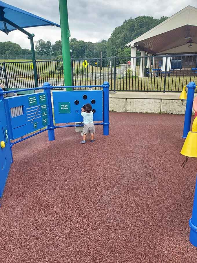 Pure concentration on display. This little explorer has found the most important panel in all of Connecticut.