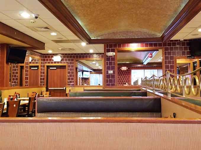 Slide into one of these green booths and suddenly your whole morning feels more civilized.