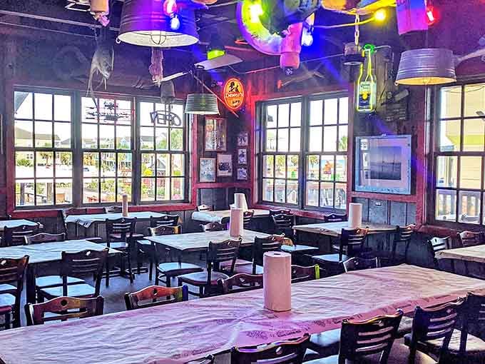 Paper towel rolls on the table mean business. Colorful lights overhead mean fun. Both at once? Pure magic.