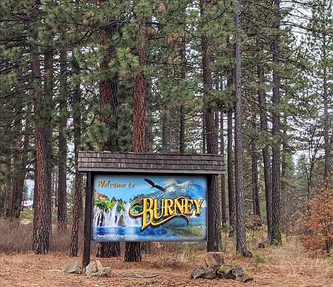 The welcome sign says it all, Burney is proud of its crown jewel, and rightfully so.