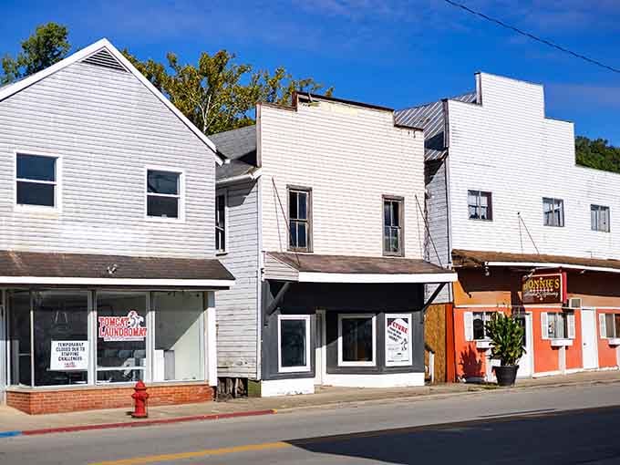 Downtown Glouster's historic storefronts stand as proud reminders of coal mining days and community resilience.