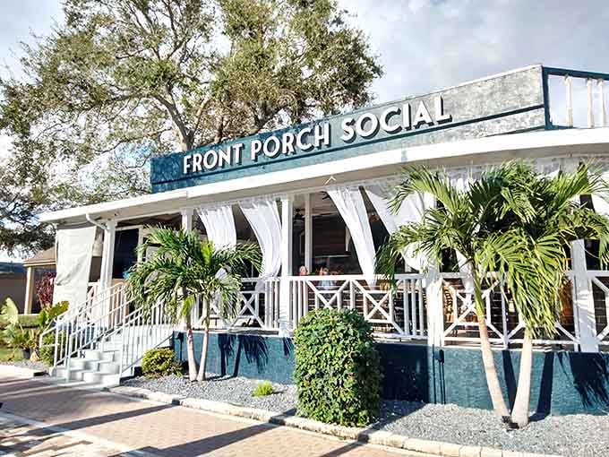 Front Porch Social brings that breezy coastal vibe where the dress code is "whatever you wore on the boat."